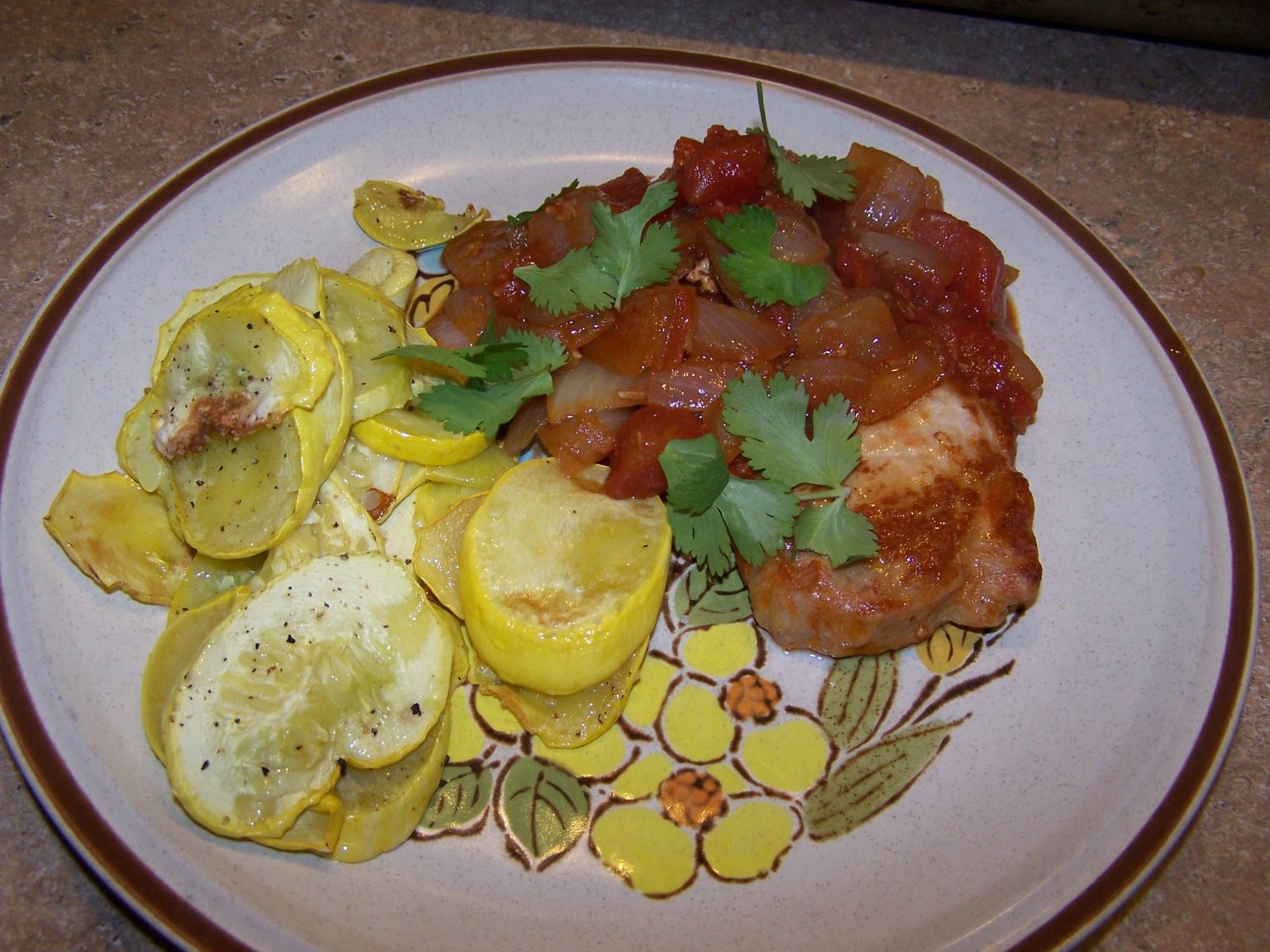 Tangy Pork Chops with Yellow Squash – Chloe's Tray